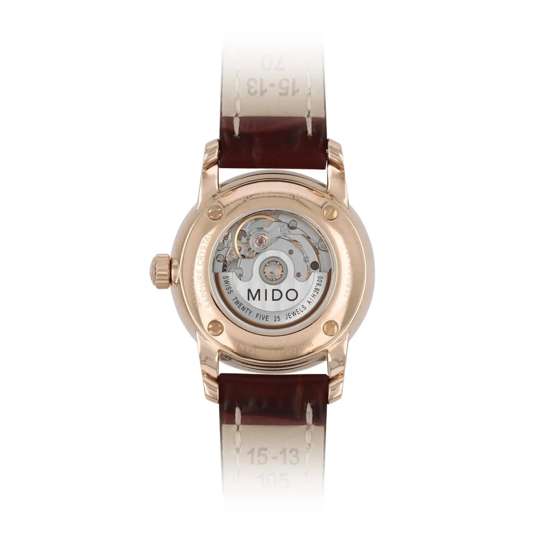 Mido Baroncelli Lady Automatic 29mm Rose Gold & White - Luxverse